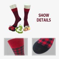 China Breathable Slouch Socks for Women Red Plaid Cotton and Custom Casual Breathable for sale