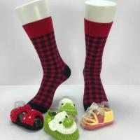 China Breathable Slouch Socks for Women Red Plaid Cotton and Custom Casual Breathable for sale
