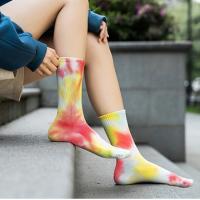 China UNISEX 37-44 EU Size Tie Dye Thin Candy Color Print Custom Cotton Tube Sports Socks for sale