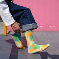 China UNISEX 37-44 EU Size Tie Dye Thin Candy Color Print Custom Cotton Tube Sports Socks for sale