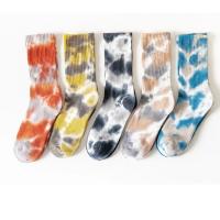 China Autumn Breathable Sock Tie Dye Cool Fashion Men Women Socks High Ankle Regular Style for sale