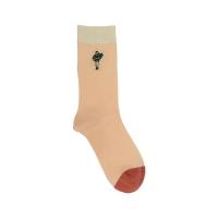China Knitted Daily Socks for Women Red Blue Cute Printed Non-slip Embroidery Customized Socks for sale