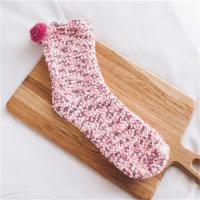China Anti-slip Beauty Socks Winter Sleep Warm Fluffy Coral Fleece Colorful Ball Dot for Women for sale