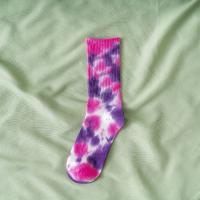China Tie Dye Unisex Sports Socks for 39-42 EU Size Fabric 70%cotton 25%polyester 5%spandex for sale