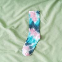 China Tie Dye Unisex Sports Socks for 39-42 EU Size Fabric 70%cotton 25%polyester 5%spandex for sale