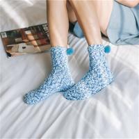 China Christmas Sock Soft Breathable Fashion Winter Coral Fleece with Multi Color Dot Pom Pom for sale