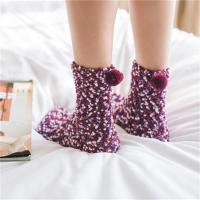 China Thick and Warm Ladies Plush Balls Thermal Socks Lovely Coral Fleece Winter Home Socks for sale
