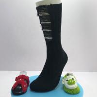 China Knitted Double Needle Cotton Crew Dress Socks for Women in Retro Beggar Black for sale