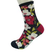China Flower Print Bamboo Compression Socks Unisex Sport Socks for Breathable and Happy Feet for sale
