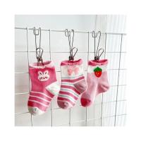 China Breathable Soft Funny Print Pink Cotton Socks for Children Style Anti Slip Kids Socks for sale