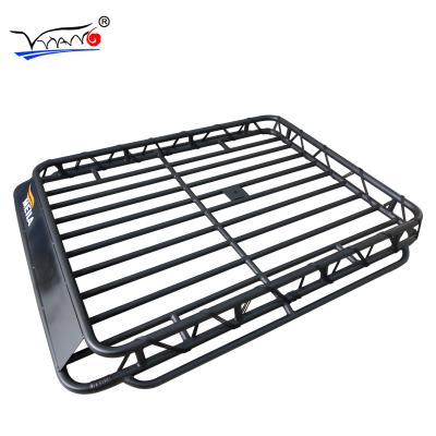 China Toyota Prado Roof Rack Cage Basket , E009 32mm Iron Tube Cargo Carrier Basket  for sale