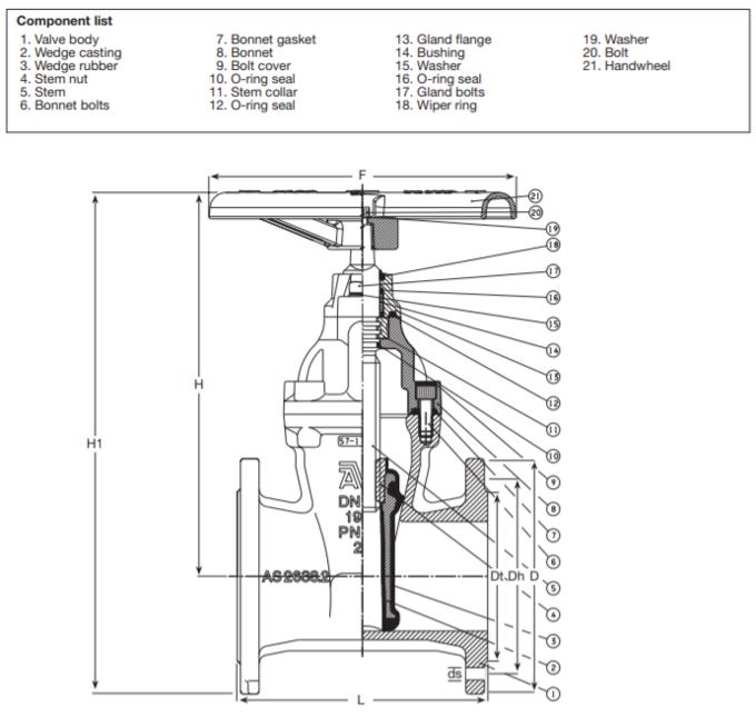 AS2129 Table D 10" Ductile Iron Gate Valve , Resilient Seated Gate Valve 0