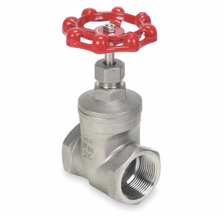 1-1/4" 200PSI WOG Heavy Duty Gate Valve NPT Female SS316 CF8M 0