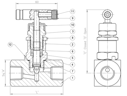 Instrumentation Threaded Needle Valve 2" Female NPT 6000PSI SS316 0