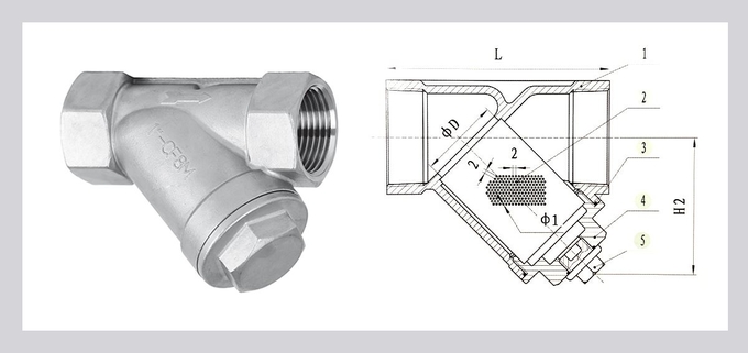 Stainless Steel Y Strainer A351 Gr.CF8M 1" PN10 FNPT Threaded 0