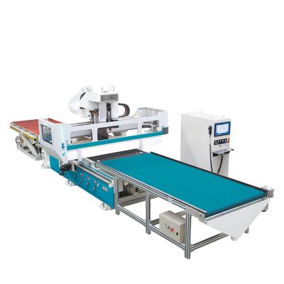 China Woodworking 1325 Auto Nesting CNC Router Machine 4 X 8ft Vacuum Bed 9kw Wood Automatic Multi-Spindles Head 3d 1220*2440m for sale