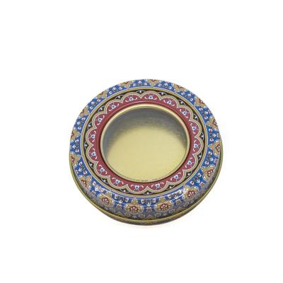 China Empty Saffron Container Packaging Round Pvc Window Cookies Biscuit Metal for sale