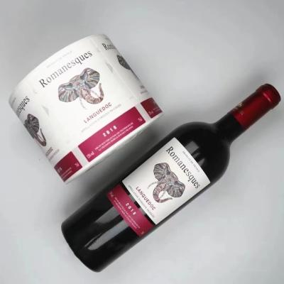 China Red Wine Label Stickers Gold Foil Embossed Foil Labels Paper Personalised for sale