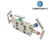 China 1/2 NPT 5-Way Pressure Transmitter Manifold - 6000 PSI Rating, Stainless Steel Construction for Industrial Applications for sale