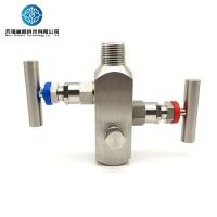 China 316SS Pressure Transmitter Manifold 6000 PSI 2-Way with 4mm Orifice for Oil Gas Water Applications for sale