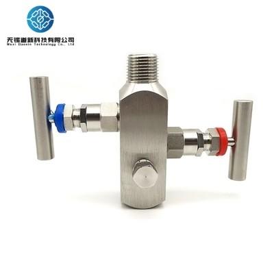 China 316SS Pressure Transmitter Manifold 6000 PSI 2-Way with 4mm Orifice for Oil Gas Water Applications for sale