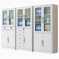China Modern Design 2-Door Glass Steel Cabinet with Adjustable Shelf Factory Metal Filing Cupboard for Home Office Storage Cabinet for sale
