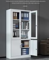 China Modern Design 2-Door Glass Steel Cabinet with Adjustable Shelf Factory Metal Filing Cupboard for Home Office Storage Cabinet for sale