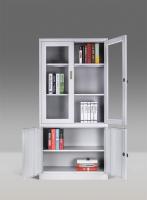 China Modern Design 2-Door Glass Steel Cabinet with Adjustable Shelf Factory Metal Filing Cupboard for Home Office Storage Cabinet for sale