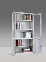 China Modern Design 2-Door Glass Steel Cabinet with Adjustable Shelf Factory Metal Filing Cupboard for Home Office Storage Cabinet for sale