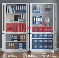China Modern Design 2-Door Glass Steel Cabinet with Adjustable Shelf Factory Metal Filing Cupboard for Home Office Storage Cabinet for sale