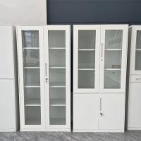 China Modern Design 2-Door Glass Steel Cabinet with Adjustable Shelf Factory Metal Filing Cupboard for Home Office Storage Cabinet for sale