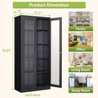 China Modern Style Steel and Wood Lockable File Cabinet with Adjustable Bookshelf Glass Display for Home or Office Use for sale
