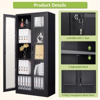 China Modern Style Steel and Wood Lockable File Cabinet with Adjustable Bookshelf Glass Display for Home or Office Use for sale