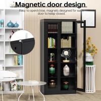 China Modern Style Steel and Wood Lockable File Cabinet with Adjustable Bookshelf Glass Display for Home or Office Use for sale