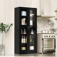 China Modern Style Steel and Wood Lockable File Cabinet with Adjustable Bookshelf Glass Display for Home or Office Use for sale