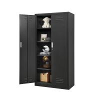 China Steel Metal Storage Cabinet With 2 Doors and 4 Adjustable Shelves Lockable Office Furniture for Garage Use for sale