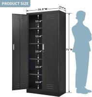China Steel Metal Storage Cabinet With 2 Doors and 4 Adjustable Shelves Lockable Office Furniture for Garage Use for sale