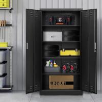 China Steel Metal Storage Cabinet With 2 Doors and 4 Adjustable Shelves Lockable Office Furniture for Garage Use for sale