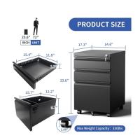 China Hot Sale 3-Drawer Office Furniture Full Rustproof Steel File Cabinet With Protection Storage Unit for Home or Gym Use for sale