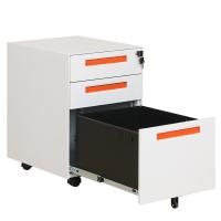 China Modern 3-Drawer Adjustable Movable Pedestal Mobile File Cabinet Home Office School Gym Warehouse Hotel Hospital Metal Material for sale