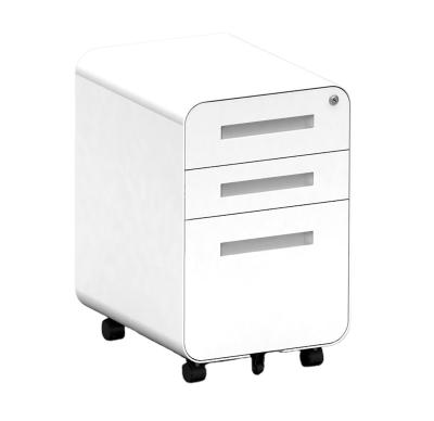 China Movable 3-Drawer Steel Mobile Pedestal Cabinet Underdesk File Storage with Adjustable Height Lockable Rollers for Office Use for sale