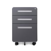 China Compact Metal File Cabinet 3 Drawers Rounded Corners Removable Pedestal Home Bedroom School Work-White Grey Black Steel Storage for sale