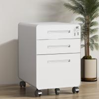 China Compact Metal File Cabinet 3 Drawers Rounded Corners Removable Pedestal Home Bedroom School Work-White Grey Black Steel Storage for sale