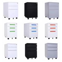China Compact Metal File Cabinet 3 Drawers Rounded Corners Removable Pedestal Home Bedroom School Work-White Grey Black Steel Storage for sale