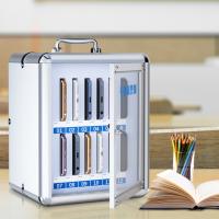 China Aluminum Alloy Flexible  Portable Cell Phone Box Portable Cell Phone Organizer  12 Cells Slots for Secure Storage for sale