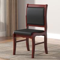 China Classic Solid Wood Meeting Guest Chair with Durable Black Leather Cushion Durable Office Visitor Chairs for Wood Office Chairs for sale