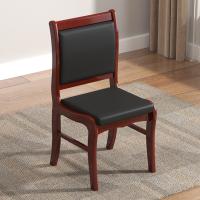 China Classic Solid Wood Meeting Guest Chair with Durable Black Leather Cushion Durable Office Visitor Chairs for Wood Office Chairs for sale