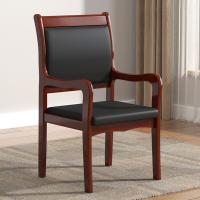 China Modern Black Leather Guest Chair Practical Wooden Conference Training Room Meeting Office Chairs for sale