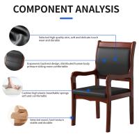 China Modern Black Leather Guest Chair Practical Wooden Conference Training Room Meeting Office Chairs for sale