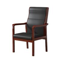 China Basics Executive Wooden Office Computer Task Desk Chair with Black Faux Leather Padded High-Back Training Chair for Office for sale
